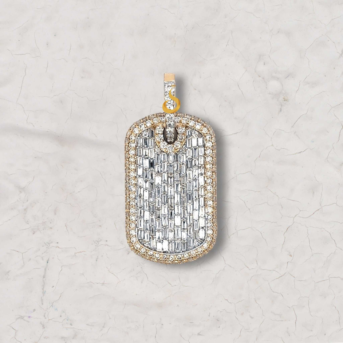 Iced Out Small Dog Tag Diamond Pendant – Solomon & Co.
