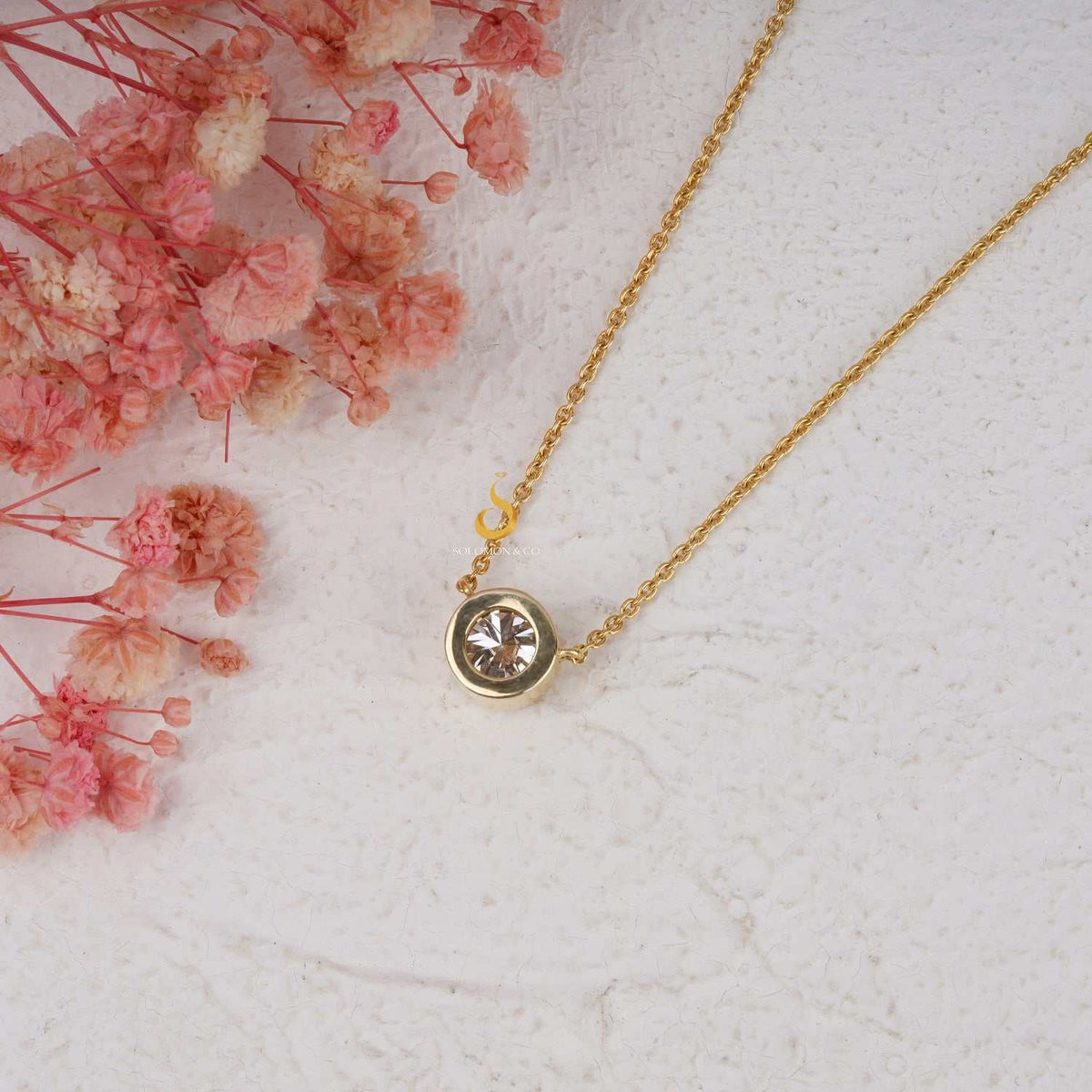 Bezel Round Shape Moissanite Diamond Necklace | Diamond Jewelry ...