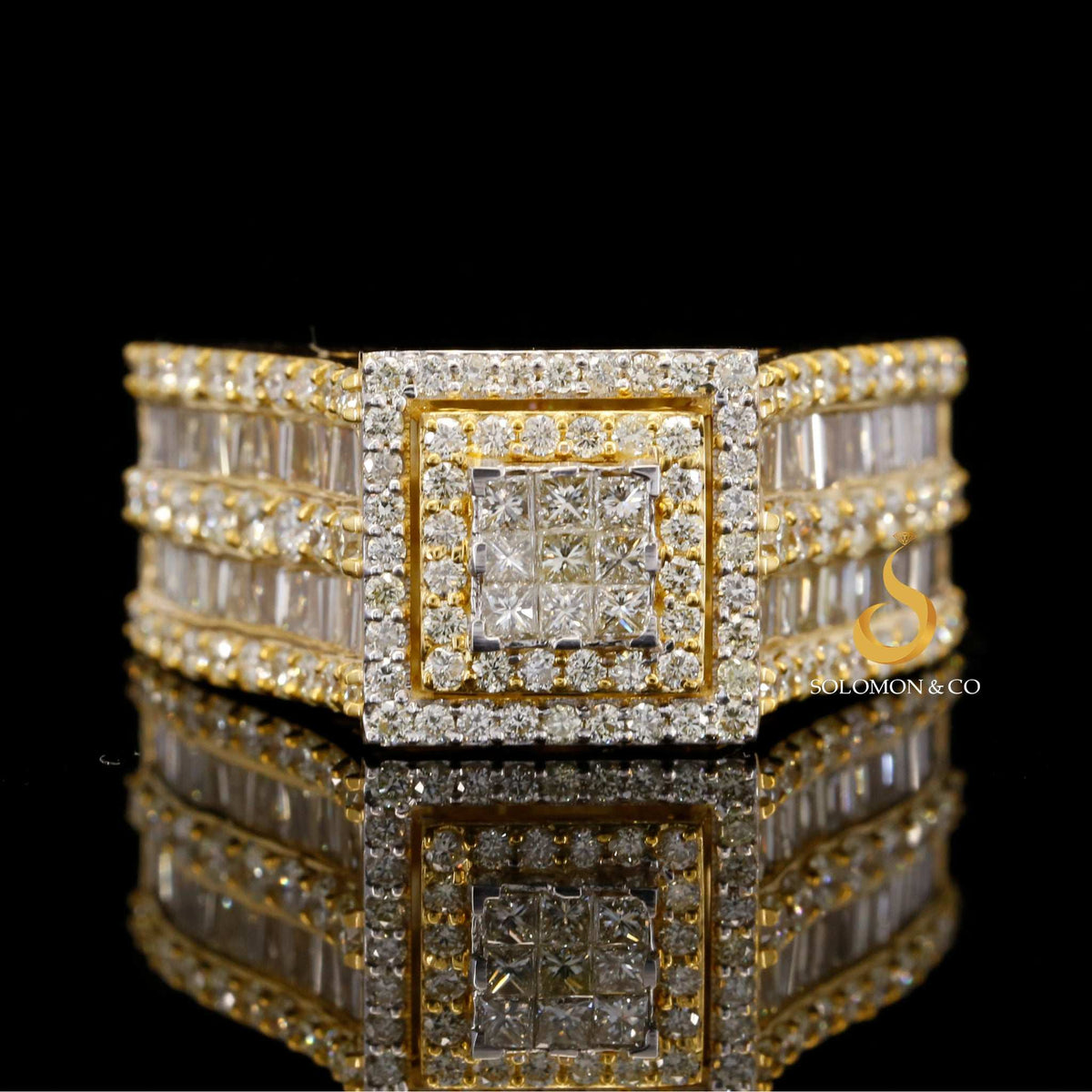 Double Halo Mens Square Shape Diamond Ring – Solomon & Co.