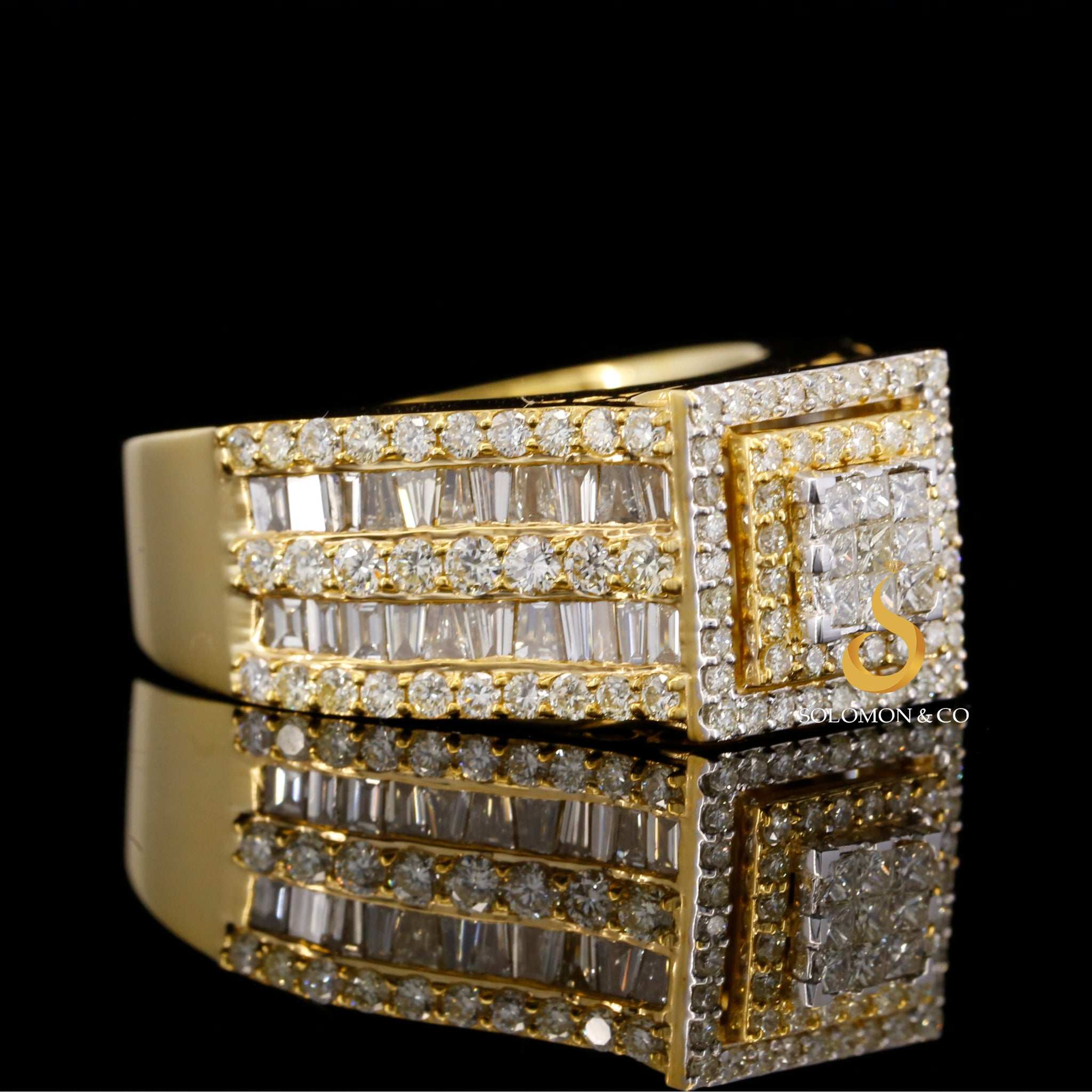 Double Halo Mens Square Shape Diamond Ring – Solomon & Co.